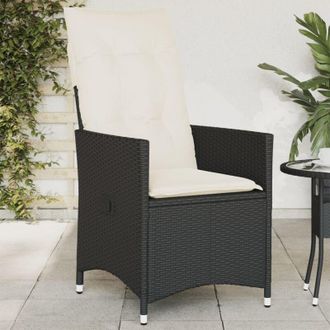 vidaXL Chaise inclinable de jardin avec coussins noir r&eacute;sine tress&eacute;e - Vidaxl