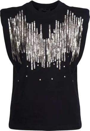 Souvenir Femme, Tops, Noir, Taille: 38 FR Sequin T-shirt