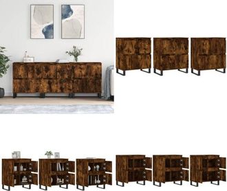 vidaXL Sideboards 3 Stk. Räuchereiche Holzwerkstoff - Holz Sideboard - Wohnzimmermöbel - Regal - Schreibtisch - Eichefarben - Home & Living