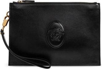 Versace Homme, Accessoires, Noir, Taille: ONE Size Pochette Lou en cuir