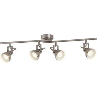 Searchlight Barre de 4 Spots focus m&eacute;tal argent satin&eacute; GU10 maxi 50w