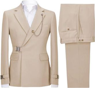 Generic Costume pour Homme, Coupe Classique, Ensemble Smoking Deux pièces, Tenue de cérémonie pour Mariage ou Bal de Promo, avec Fermeture métallique dîner