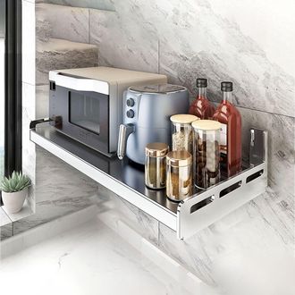 Generic Gartenschrank Mehrzweckschrank Metall 2 Montagem&ouml;glichkeiten L&auml;nge: 50/60/80/100 cm Erh&ouml;hte Seitenschienen Mit Verschiebbaren Haken Und Kabeldurchf&uuml;hr