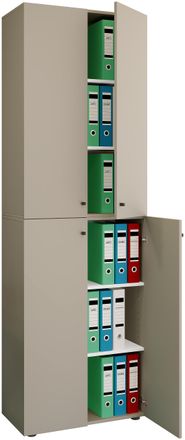 VCM B&uuml;roschrank mit 6 F&auml;chern | moderner Aktenschrank mit Dreht&uuml;ren | Ma&szlig;e ca. H. 220 x B. 70 x T. 40cm - Lona 6-Fach