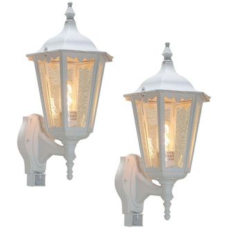 Konstsmide 2er-Set Wandleuchten firenze mit Bewegungsmelder E27, Aluminium wei&szlig;, H&ouml;he 48 cm