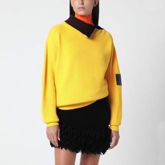 Loewe Gelber Wollpullover mit Rei&szlig;verschlussdetail