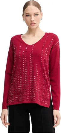 Joseph Ribkoff Femme, Pulls, Rouge, Taille: 46 FR Maille col en V