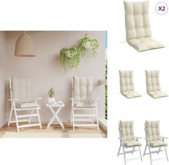 vidaXL Hochlehner-Auflagen 2 Stk. Creme Oxford-Gewebe - Hochlehner Auflagen - Gartenstuhlkissen - Oxford Stoff - Wasserabweisend - Creme