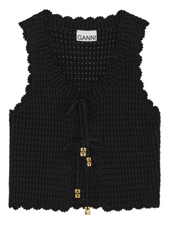 Ganni haut en crochet - Noir
