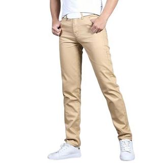 Generic Pantalon habill&eacute; pour homme, coupe ajust&eacute;e, en lin extensible, pantalon dext&eacute;rieur tendance, pantalon d&eacute;contract&eacute; en coton avec poches, pantalon chino