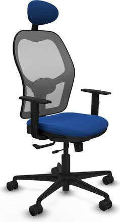 Piqueras y Crespo Schreibtischstuhl blau Jorquera mit 1D-Armen, h&ouml;henverstellbarer Lendenwirbelst&uuml;tze und festem Kopfteil, ausgestattet mit Syncro/Traslack und injizier