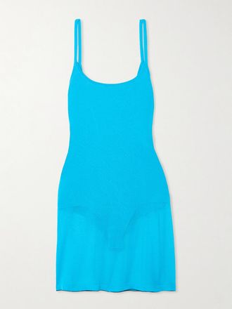 Jacquemus Roupao Minikleid Aus Stretch-mesh - Blau