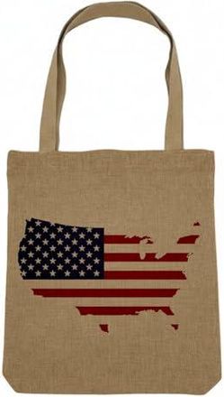 Fabulous Sac Shopping Tote Bag Aspect Lin - Drapeau Carte Etats Unis Football Sport Equipe Nationale USA - Sac de Courses Toile Epaisse 360g Beige Naturel Caba
