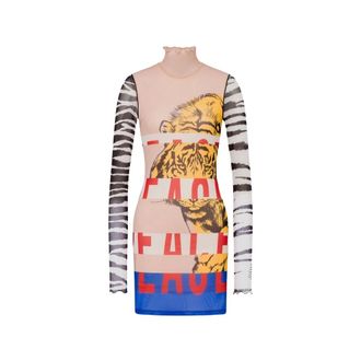 Moschino Femme, Robes, Multicolore, Taille: 36 FR Robe en Tulle Imprim&eacute;