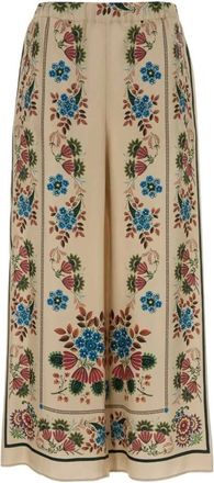 Max Mara Femme, Pantalons, Multicolore, Taille: 38 FR Printed Silk Snack Wide-leg Pant