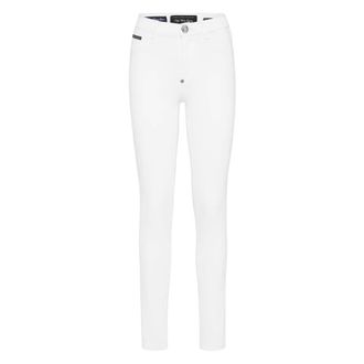 Philipp Plein Femme, Jeans, Blanc, Taille: W30 Denim High Waist Jegging Logo