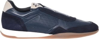Baldinini Homme, Chaussures, Bleu, Taille: 42 1/2 EU Mocassins sans lacets en daim perfor&eacute; et cuir