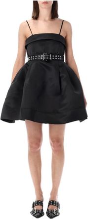 Ganni Minikleid mit Spaghettitr&auml;gern und G&uuml;rtel - - Dresses - Damen - Schwarzk - S