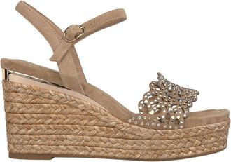 Alma En Pena Alma EN Pena, Femme, Chaussures, Beige, Taille: 41 EU Sandale compens&eacute;e en sparte avec large bride brod&eacute;e