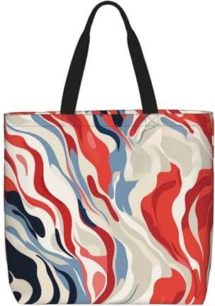 Generic Rouge Et Blanc Sac A Main Femme L&eacute;ger Sacs De Courses Imperm&eacute;able Sac Cabas Pour Universit&eacute; Plage Gym