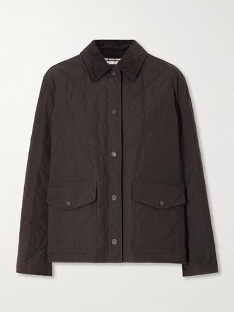 Purdey Winchester Steppjacke Aus Shell Mit Cordbesatz - Braun