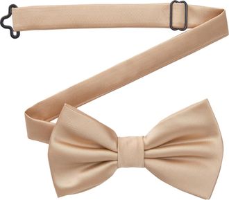 DonDon Fliege Herren handgefertigt Seiden-Look 12 x 6 cm Fliege Sandbraun