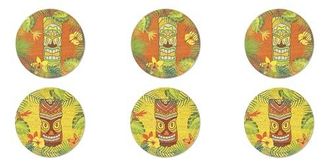 Excelsa Tiki Lot de 6 assiettes &agrave; pizza, diam&egrave;tre 31 cm, porcelaine, multi-d&eacute;cors