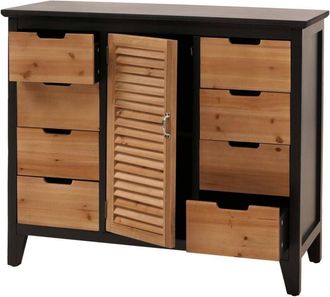 Hhg [NEUWERTIG] Apothekerkommode HHG-291, Schrank Stauf&auml;cher Schubladen, Vintage Shabby Fensterladenoptik 80x91x40cm Korpus schwarz