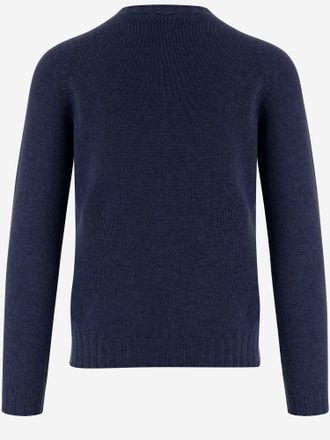 Tagliatore Mens Cashmere Crew-Neck Sweater Navy