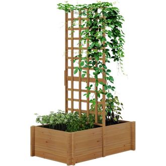 OUTSUNNY Jardini&egrave;re avec treillis - dim. 100L x 60l x 150H cm - bois sapin pr&eacute;-huil&eacute;