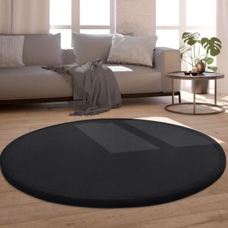 Paco Home Paco Home Kinderteppich Rund Kinderzimmer Teppich Baby Spielteppich Flauschig Rutschfest Schwarz, 120 cm Rund