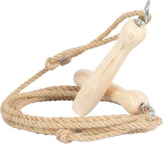 Sport-Tec Springseil aus Hanf mit Holzgriff Springseil Sprungseil Hüpfseil Seilspringen