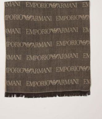 Emporio Armani Schal aus Schurwollmischung mit Jacquard-Logo-Muster