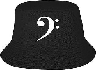 Generic Chapeau De Seau Logo Musical en Cl&eacute; De FA Dr&ocirc;le Seau Chapeau &Agrave; Large Bord Pliable Bonnet Soleil, pour Plage, Le Camping, La Randonn&eacute;e, 56-58cm
