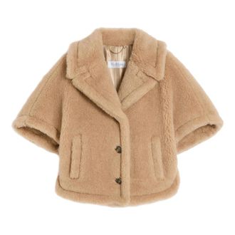 Max Mara Boxy-fit Alpaka- und Kaschmir-Teddy-Cape - - Jackets - Damen - Beige - M/L