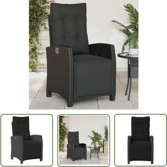 vidaXL Gartensessel mit Fu&szlig;teil Verstellbar Schwarz Poly Rattan - Gartenstuhl - Relaxsessel - Outdoor M&ouml;bel - Gartenm&ouml;bel - Polyethylen-Rattan - The Living