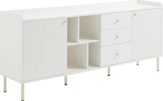 Vente-Unique Sideboard mit 2 T&uuml;ren, 3 Schubladen und 4 F&auml;chern - Wei&szlig; & Gold - LUNAOR