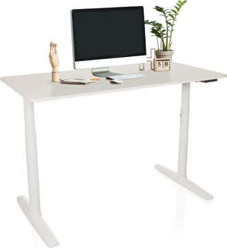 hjh OFFICE Schreibtisch höhenverstellbar, elektrisch 140x70 cm Stand PRO Schreibtisch mit Memory-Funktion, inkl. ergonomischen Modus, Weiß