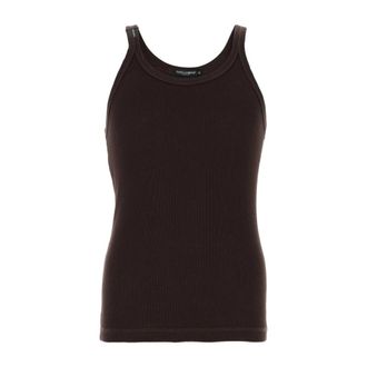 Dolce & Gabbana Geripptes Baumwoll-Tanktop - - Tops - Herren - Braun - XL