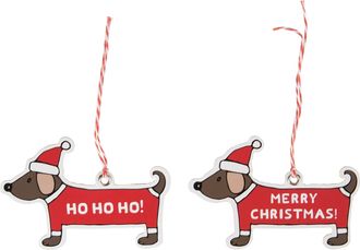 Sass & Belle Geschenkanhänger, Weihnachtsmotiv Verkleideter Dachshund, 9 x 6 cm, 12 Stück