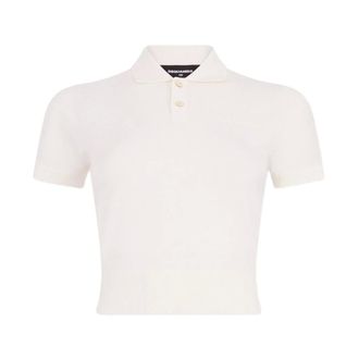 Dsquared2 Femme, Tops, Beige, Taille: 36 FR Cropped Knit Polo