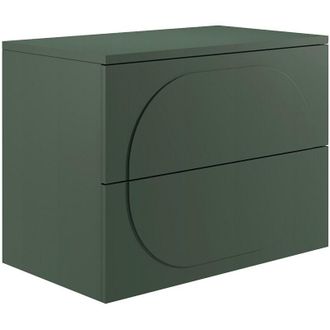 Vente-Unique Vente-Unique - Meuble sous vasque suspendu 80 cm - 2 tiroirs soft close - Mdf vert - Design minimaliste &eacute;co-responsable fabriqu&eacute; en Europe