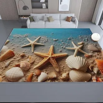 Generic Paillasson Antid&eacute;rapant Bleu 160 x 230 cm, Tapis de Sol dint&eacute;rieur Lavable pour entr&eacute;e Cuisine Chambre &agrave; Coucher paillasson d&eacute;coratif, imprim&eacute; C&ocirc;te An