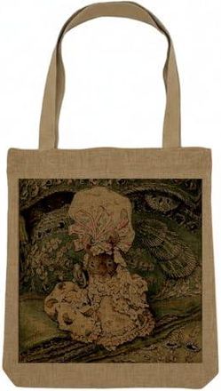 Fabulous Sac Shopping Tote Bag Aspect Lin - Souris Coquette Illustration Enfant Beatrice Potter - Sac de Courses Toile Epaisse 360g Beige Naturel Cabas Port&eacute; E