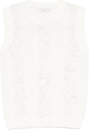 PESERICO Femme, Pulls, Blanc, Taille: 40 FR Maille sans manches &agrave; col rond