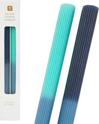 Talking Tables Sch&ouml;ne konische Ombr&eacute;-Kerzenleuchter, geruchlos, ideales f&uuml;r Sie oder Ihn, marineblau und blau, 2 St&uuml;ck