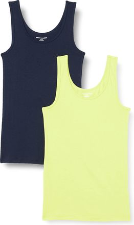 Amazon Essentials Damen Tanktop, Schmale Passform, 2er-Pack, Lindgrün/Marineblau, XXL
