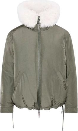 Yves Salomon Femme, Vestes, Vert, Taille: 38 FR Veste &agrave; Capuche R&eacute;versible en Shearling