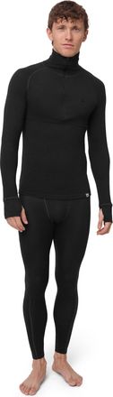 Danish Endurance Merino Thermounterw&auml;sche Herren mit Rei&szlig;verschluss, Premium Skiunterw&auml;sche Herren, Funktionsunterw&auml;sche Set, Schwarz, XXL