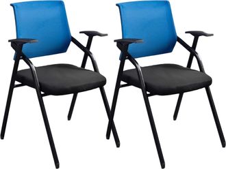 Generic Set mit 2 stapelbaren Klappst&uuml;hlen f&uuml;r Wartezimmer, B&uuml;ro & Konferenzraum - Netz-Empfangsst&uuml;hle mit Armlehnen - Ergonomische graue G&auml;stest&uuml;hle